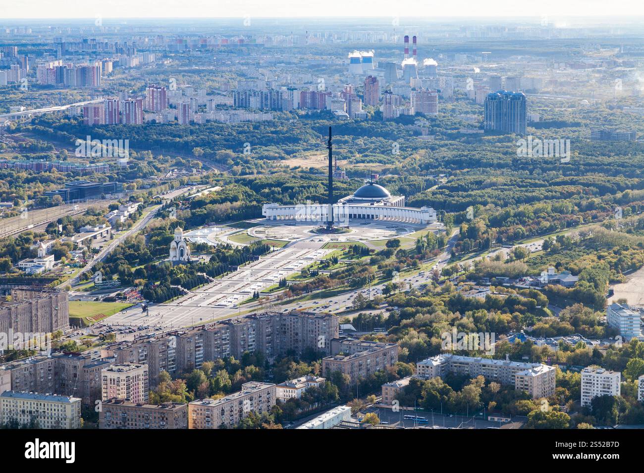 above view of memorial complex Victory Park on Poklonnaya Hill in ...