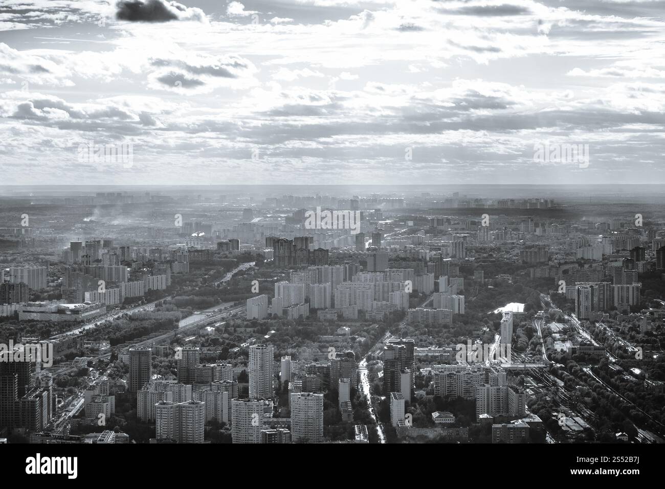 above view of west of Moscow city from observation deck at the top of ...