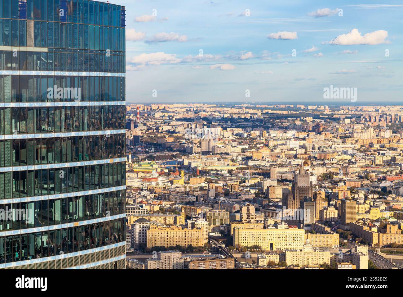 aerial view of center of Moscow town with Kremlin from observation deck ...