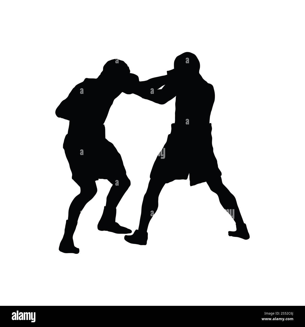 Boxing silhouette. Black on White. Vector illustration Stock Photo - Alamy