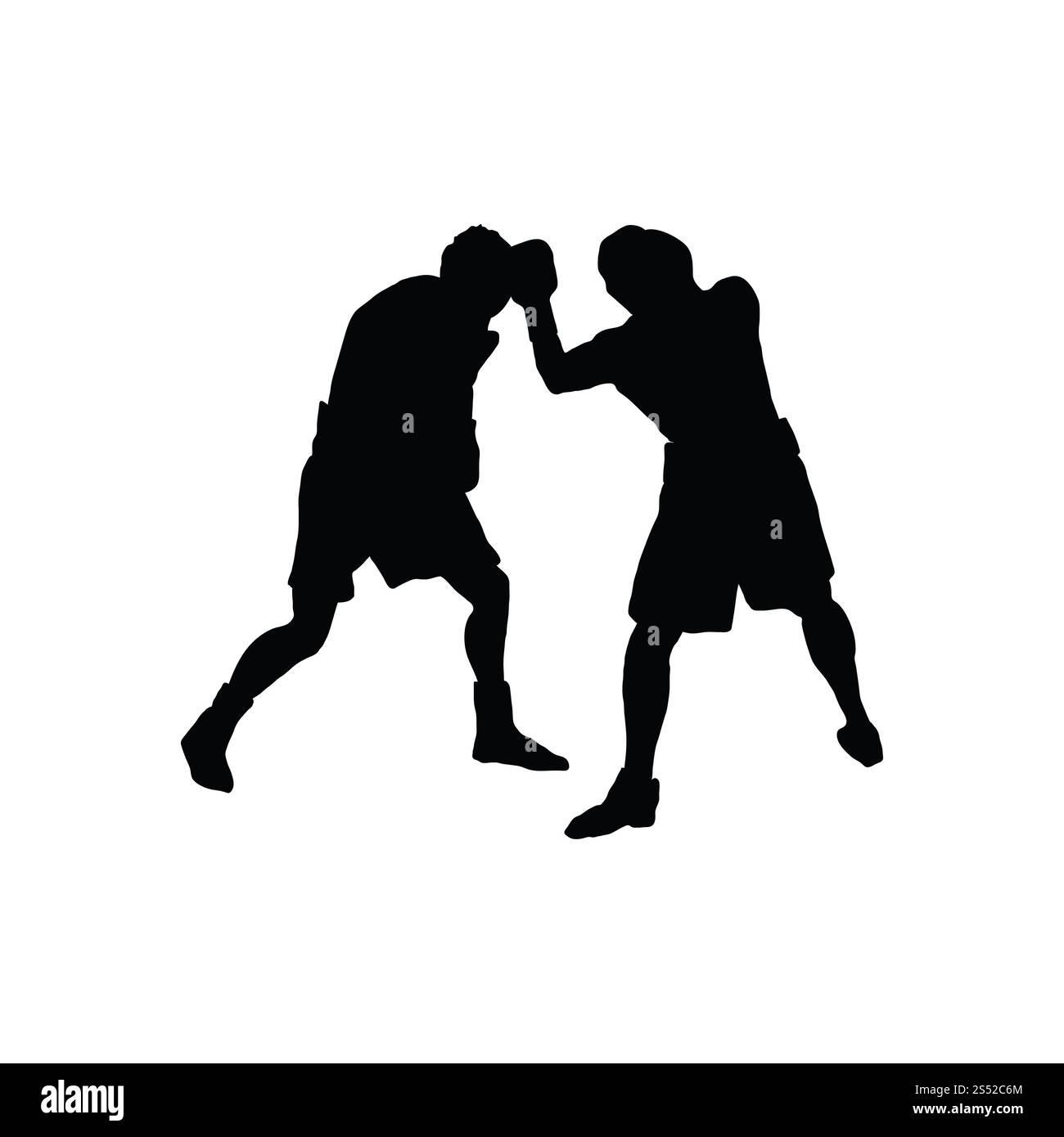Boxing silhouette. Black on White. Vector illustration Stock Photo - Alamy