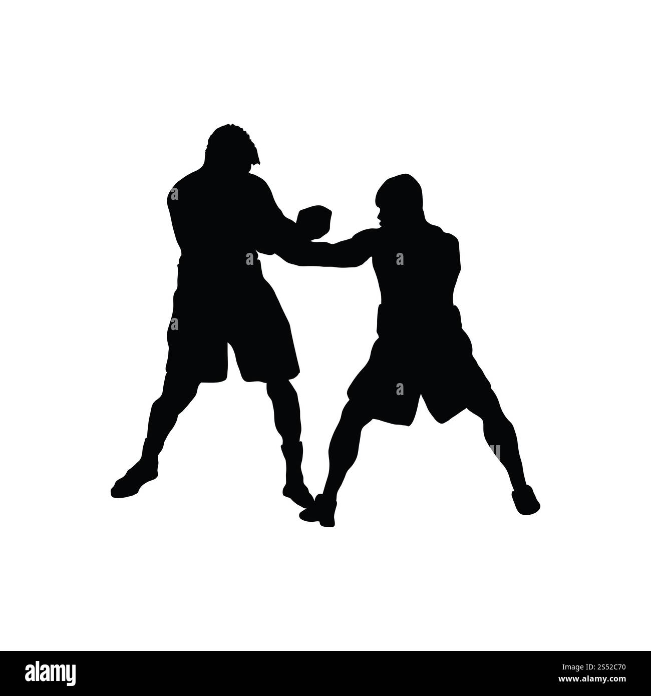 Boxing silhouette. Black on White. Vector illustration Stock Photo - Alamy