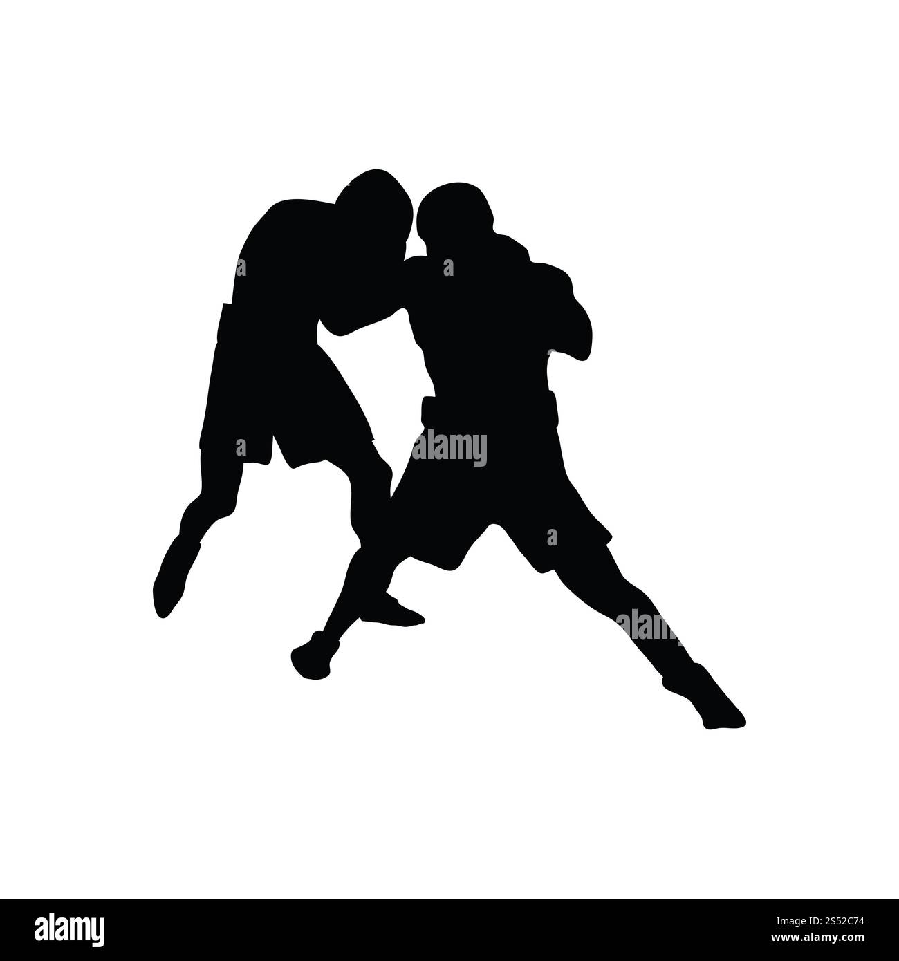 Boxing silhouette. Black on White. Vector illustration Stock Photo - Alamy