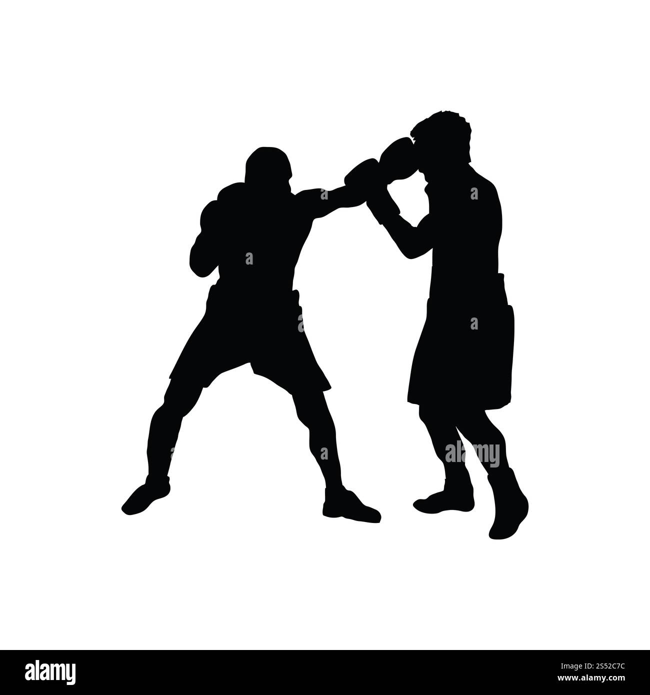 Boxing silhouette. Black on White. Vector illustration Stock Photo - Alamy
