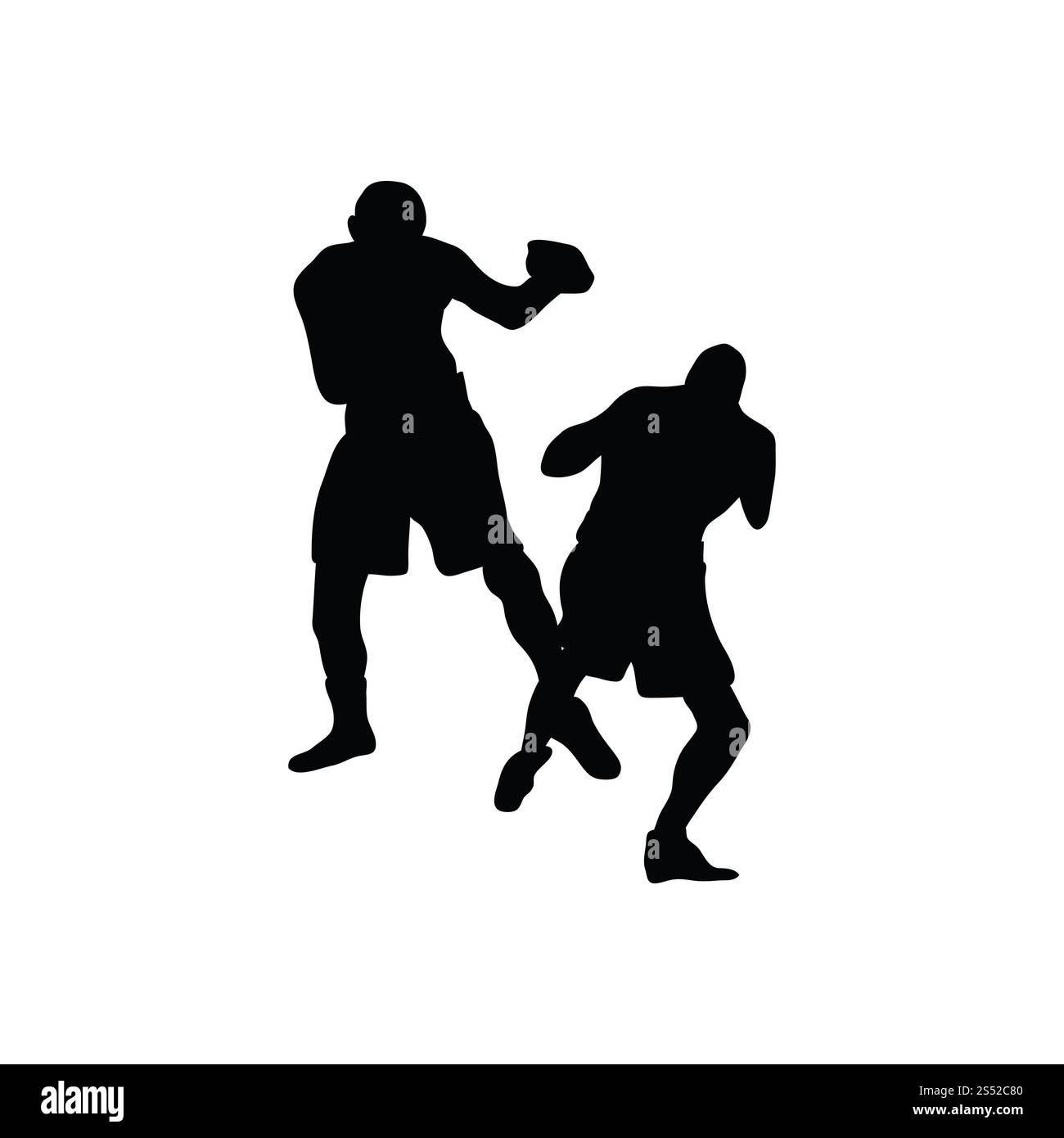 Boxing silhouette. Black on White. Vector illustration Stock Photo - Alamy