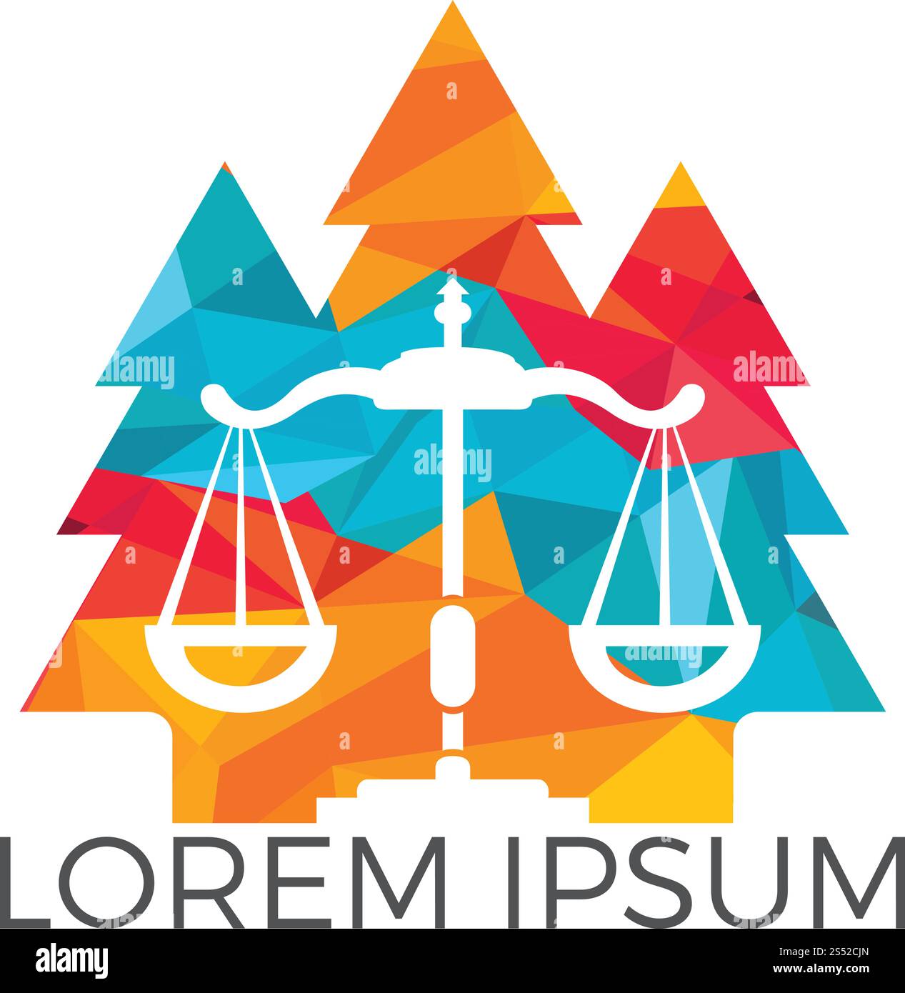 Tree law logo design. Law scale and pine trees vector logo concept ...