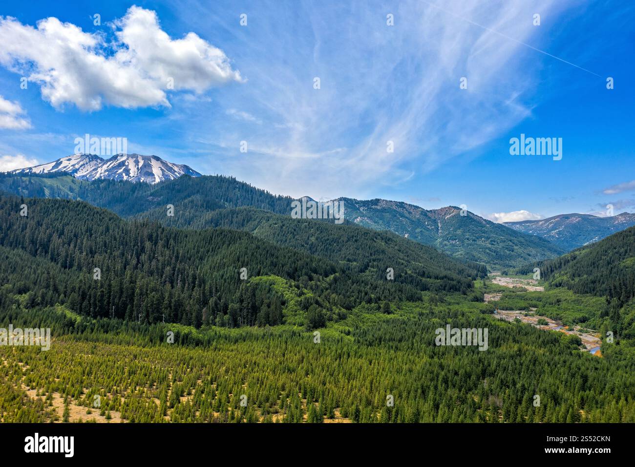 Scenic Mountain Landscape with Evergreen Forests and Clear Blue Summer ...