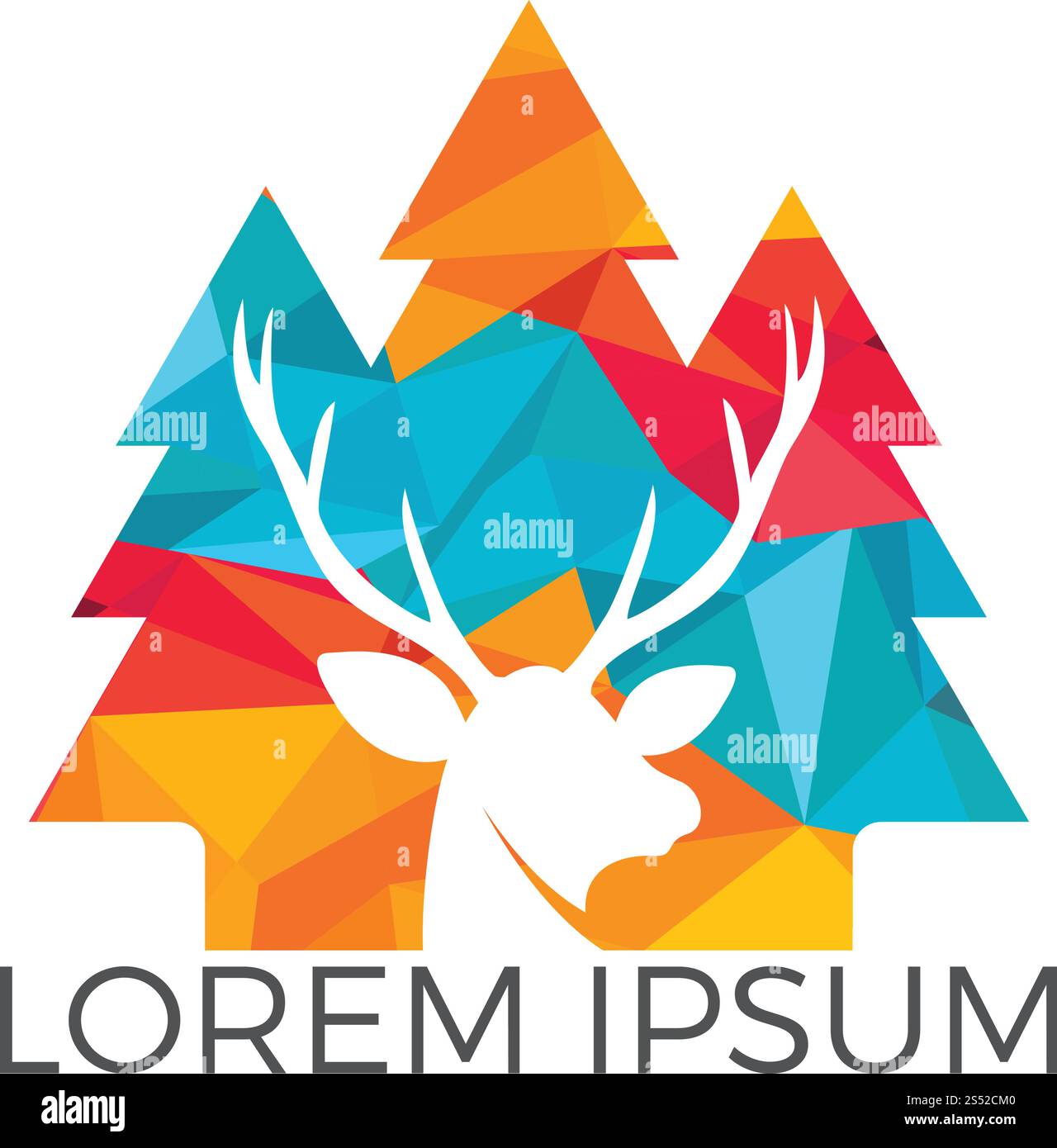 Deer with north wild pine tree silhouette logo icon designs. Vector ...