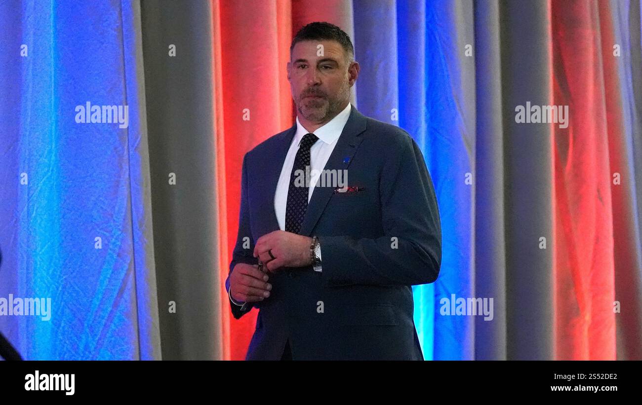 New England Patriots head coach Mike Vrabel during an availability ...