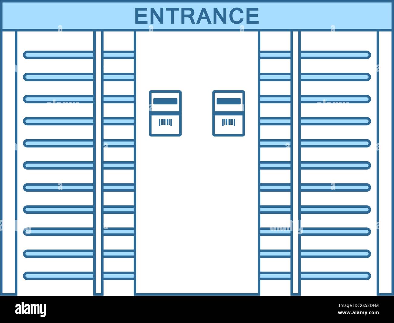 Stadium Entrance Turnstile Icon. Thin Line With Blue Fill Design ...