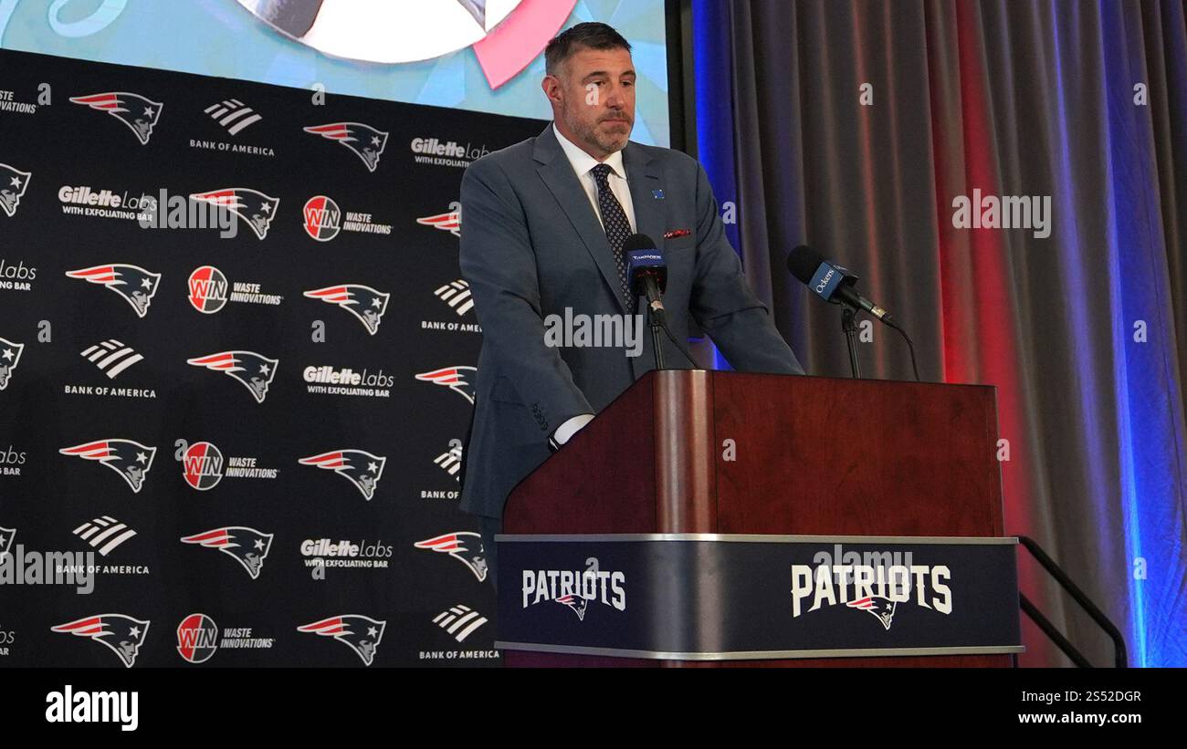 New England Patriots head coach Mike Vrabel during an availability ...