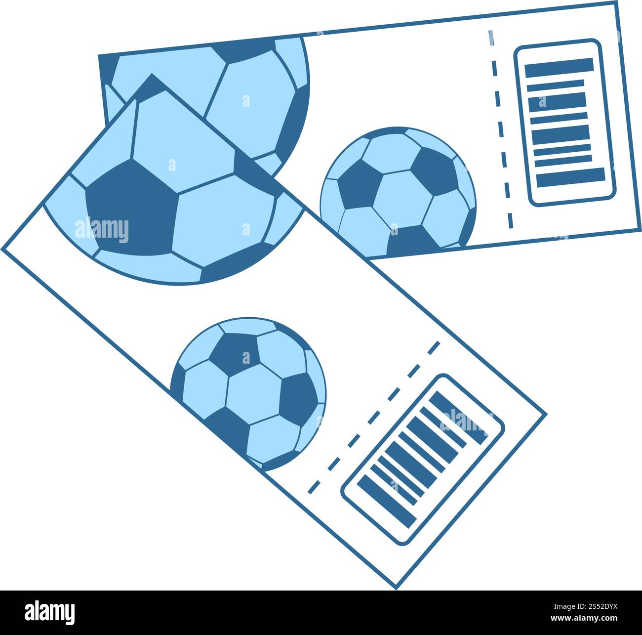 Two Football Tickets Icon. Thin Line With Blue Fill Design. Vector Illustration Stock Vector ...