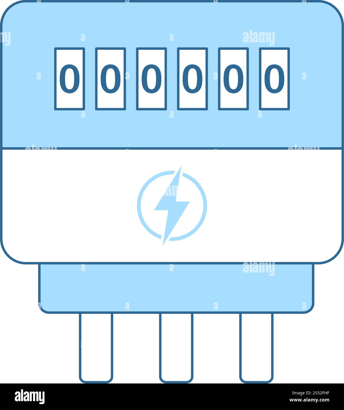 Electric Meter Icon. Thin Line With Blue Fill Design. Vector ...