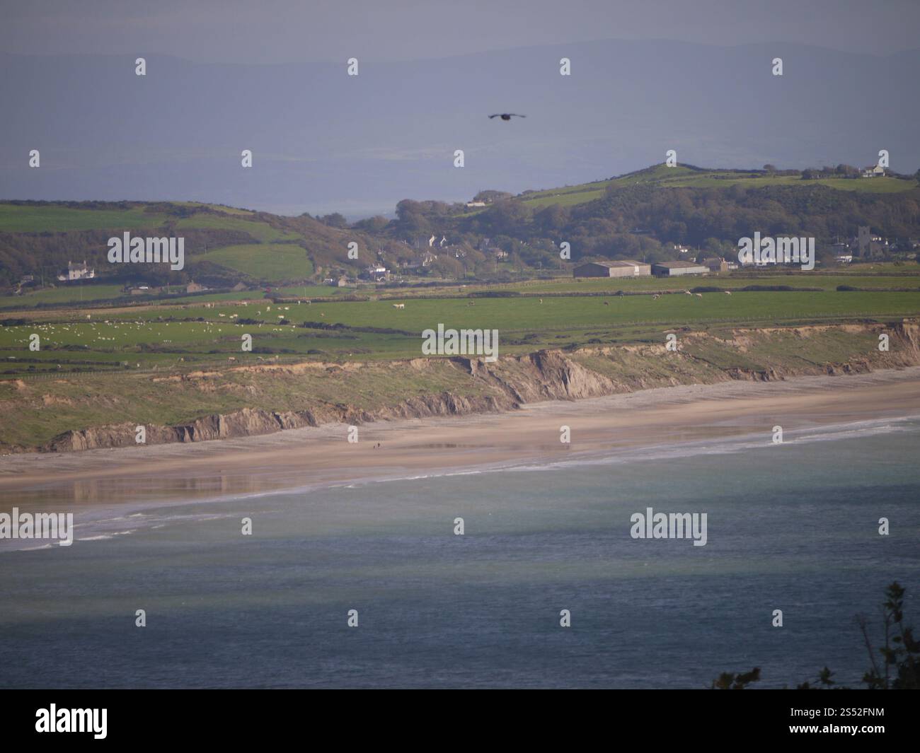 Porth Neigwl (Hell's Mouth) beach on the Llŷn Peninsula in North Wales, viewed from Rhiw, on 2nd ...