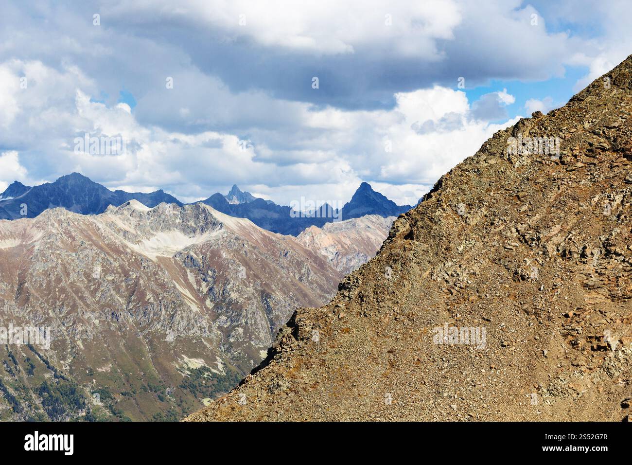 travel to North Caucasus region region - view of Caucasus mountain ...