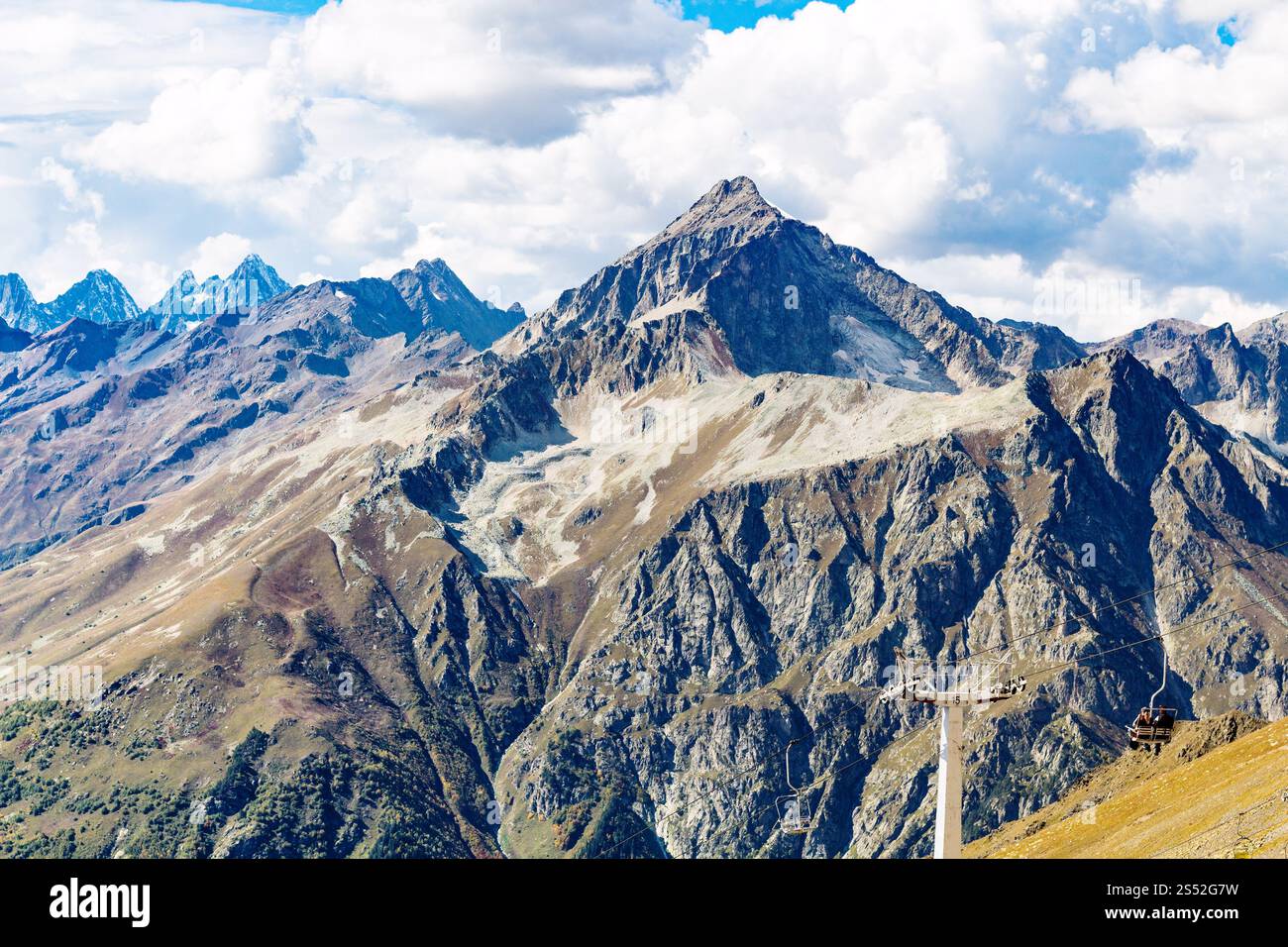 travel to North Caucasus region region - chairlift on Moussa-Achitara ...