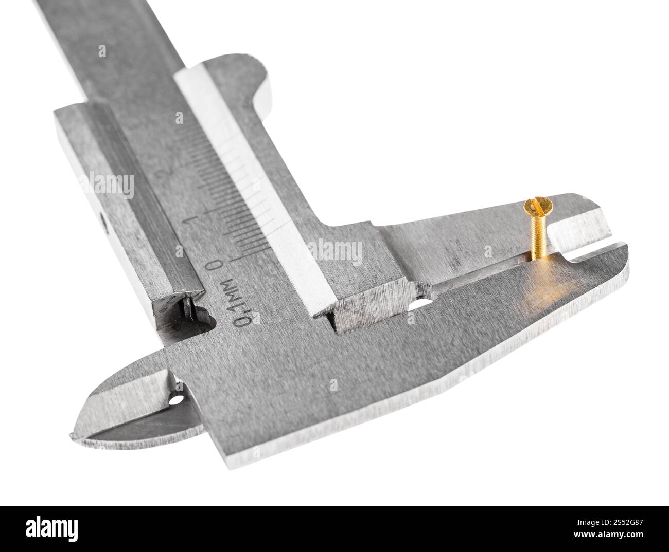 above view of old steel callipers measures brass screw close up ...