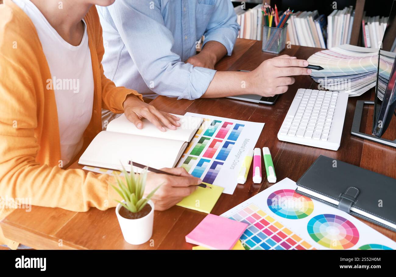 Graphic designer working on digital tablet. artist drawing on graphic ...