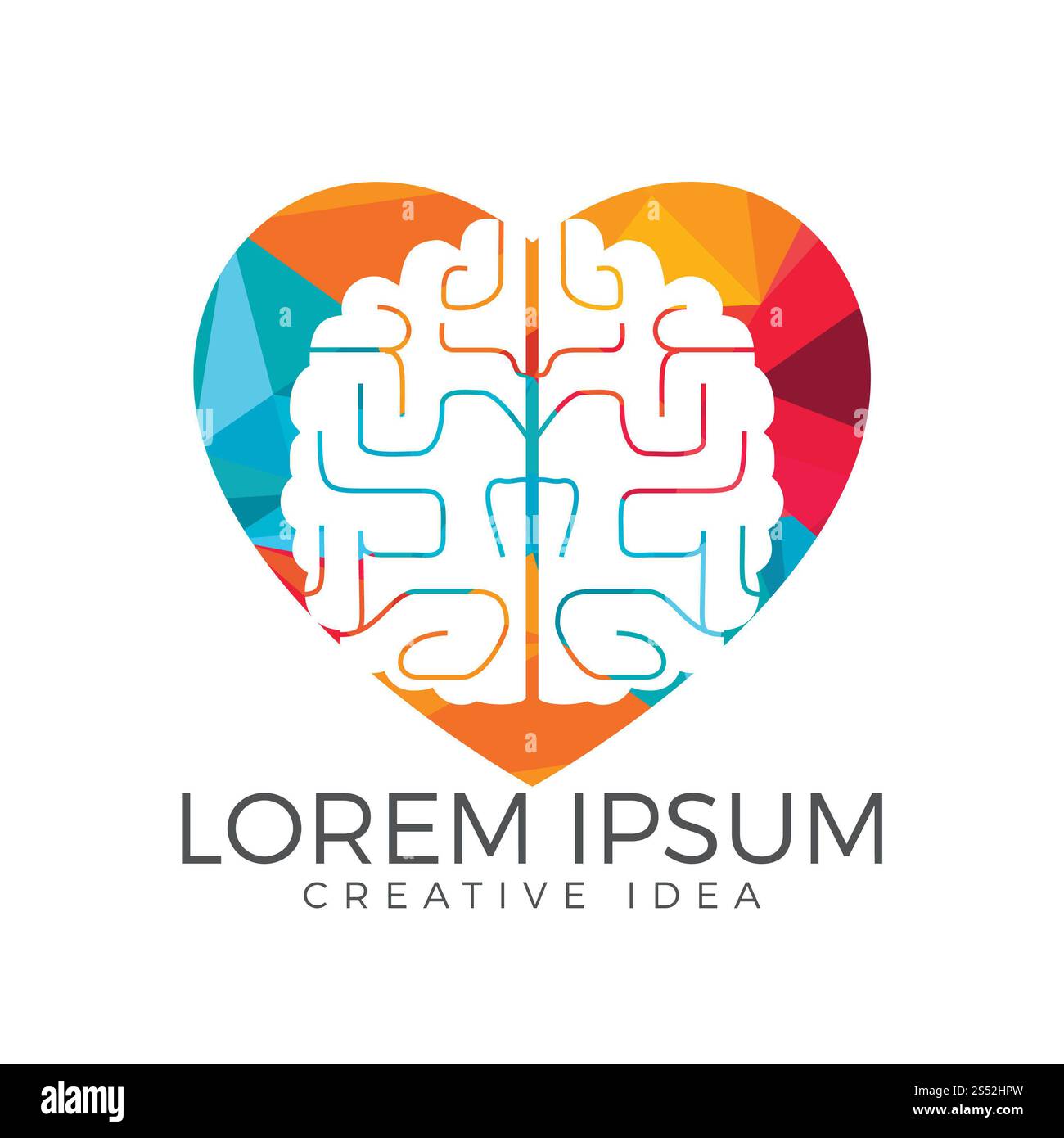 Creative brain heart shape logo design. Think idea concept.Brainstorm ...