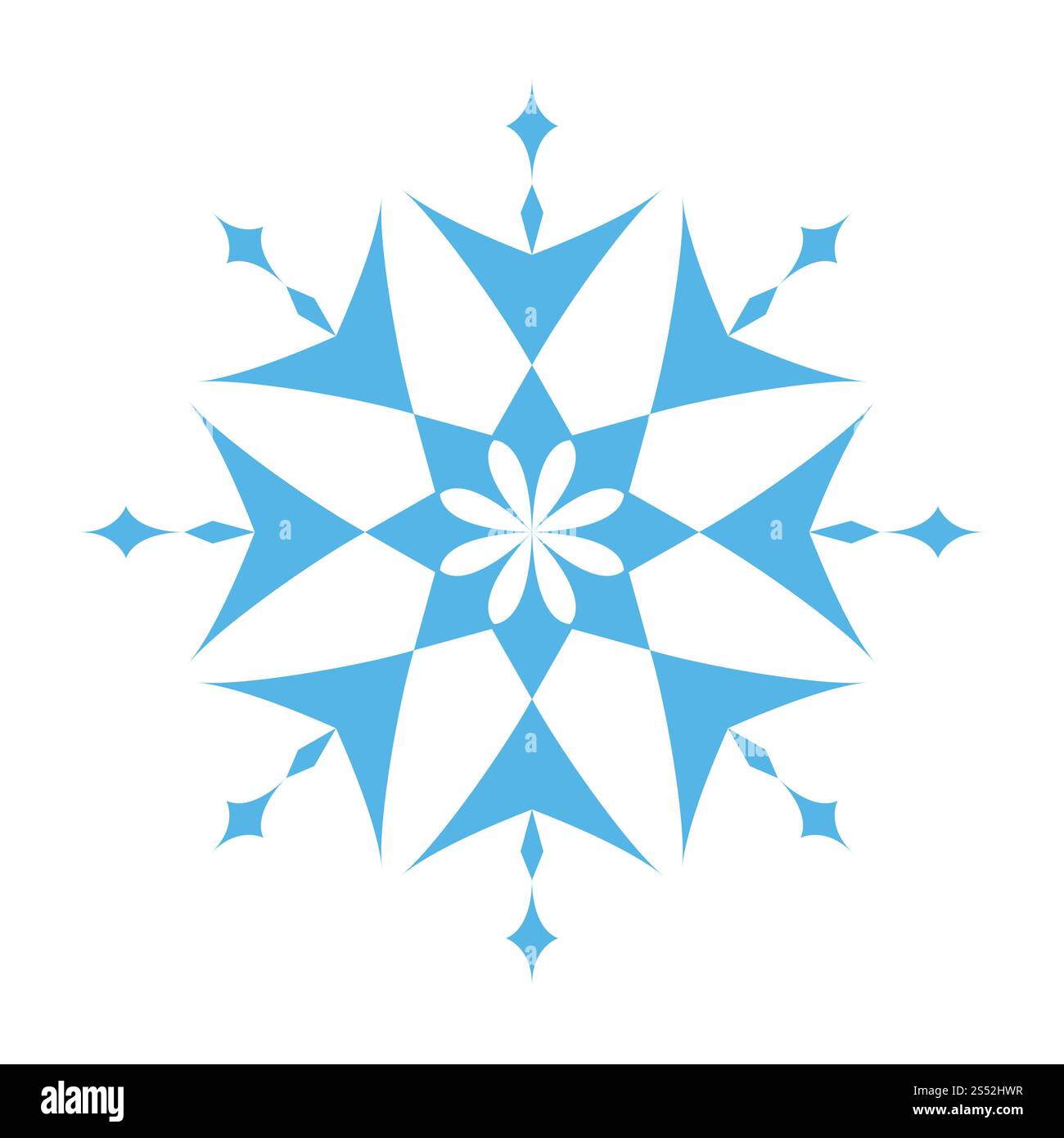 Snowflake ornate. Blue on white. Vector illustration Stock Photo - Alamy