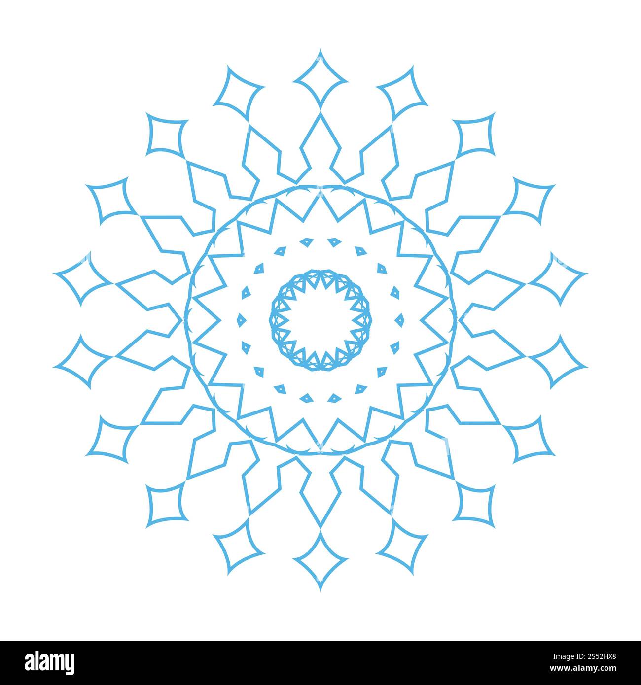 Snowflake ornate. Blue on white. Vector illustration Stock Photo - Alamy
