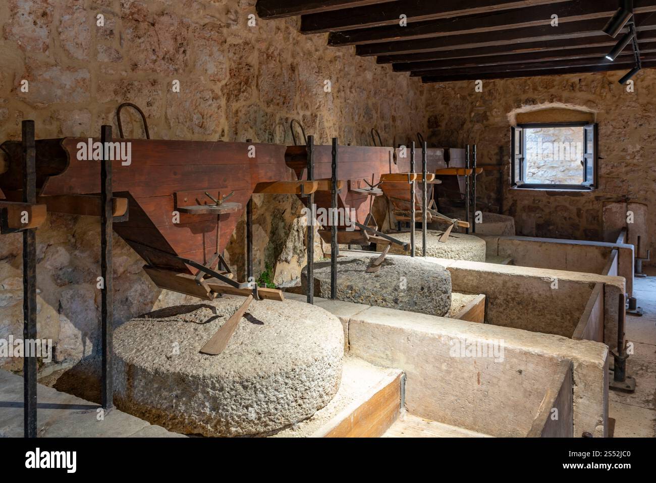 Interior of a mill house with mill stones in Krka National Park ...