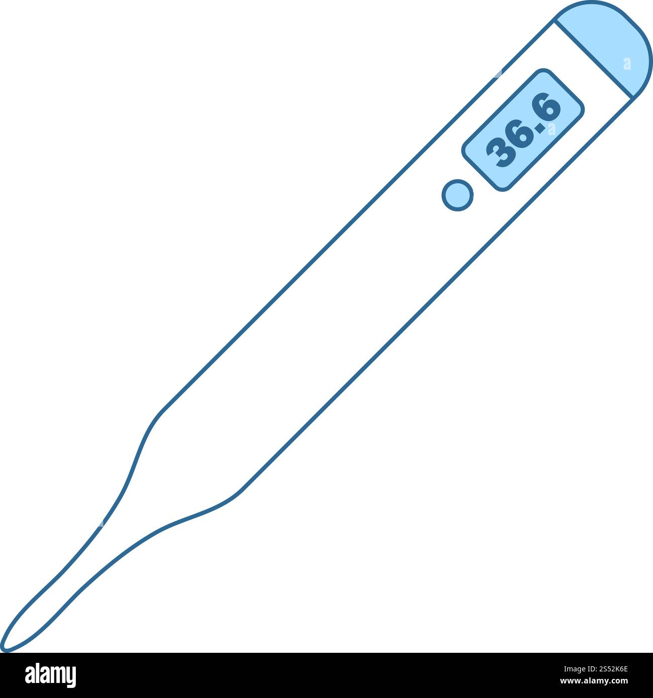 Medical Thermometer Icon. Thin Line With Blue Fill Design. Vector ...