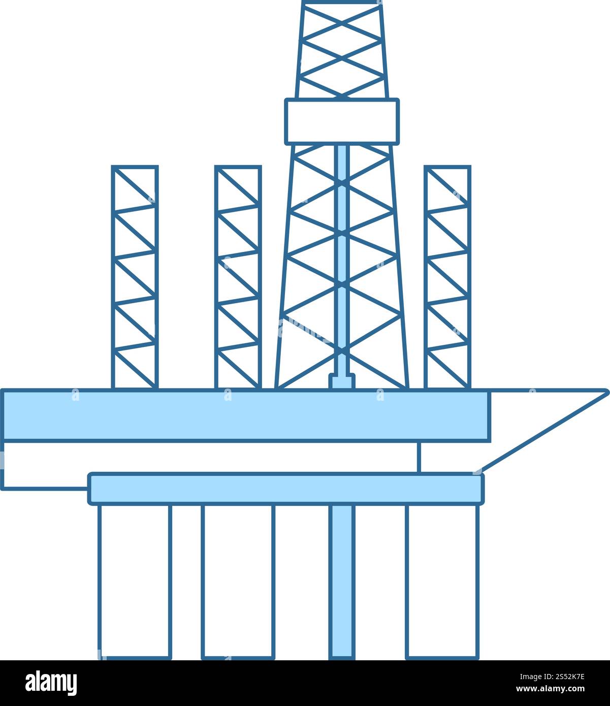 Oil Sea Platform Icon. Thin Line With Blue Fill Design. Vector ...