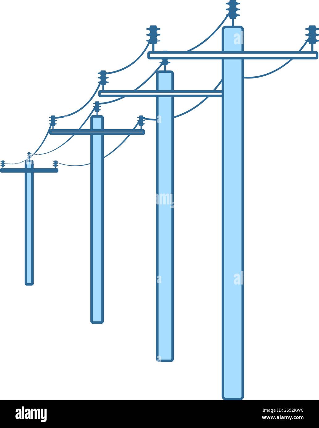 High Voltage Line Icon. Thin Line With Blue Fill Design. Vector ...
