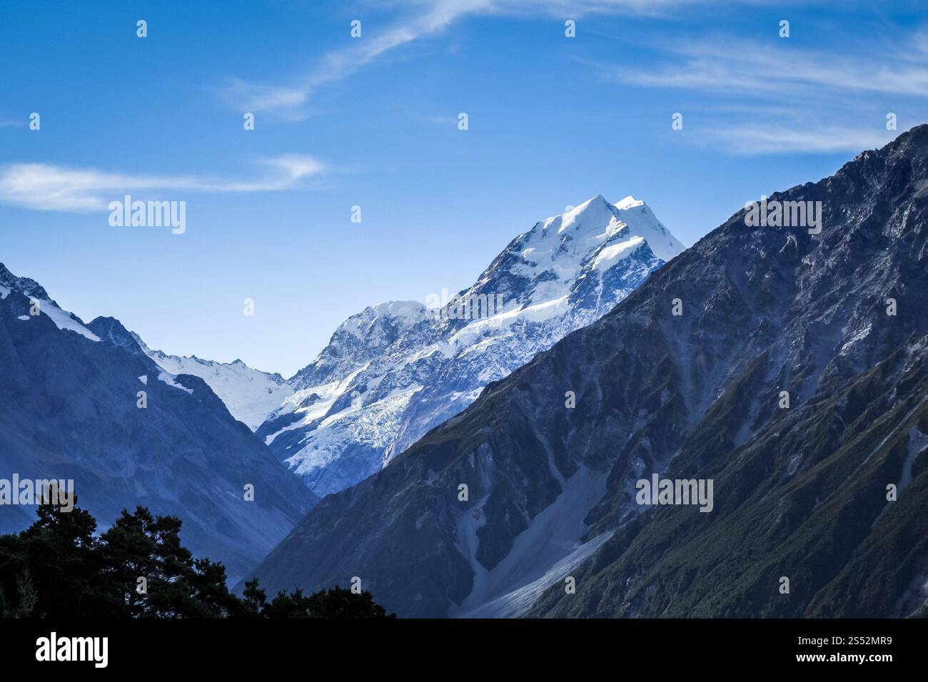 Aoraki Mount Cook and glacier landscape, New Zealand. Aoraki Mount Cook ...