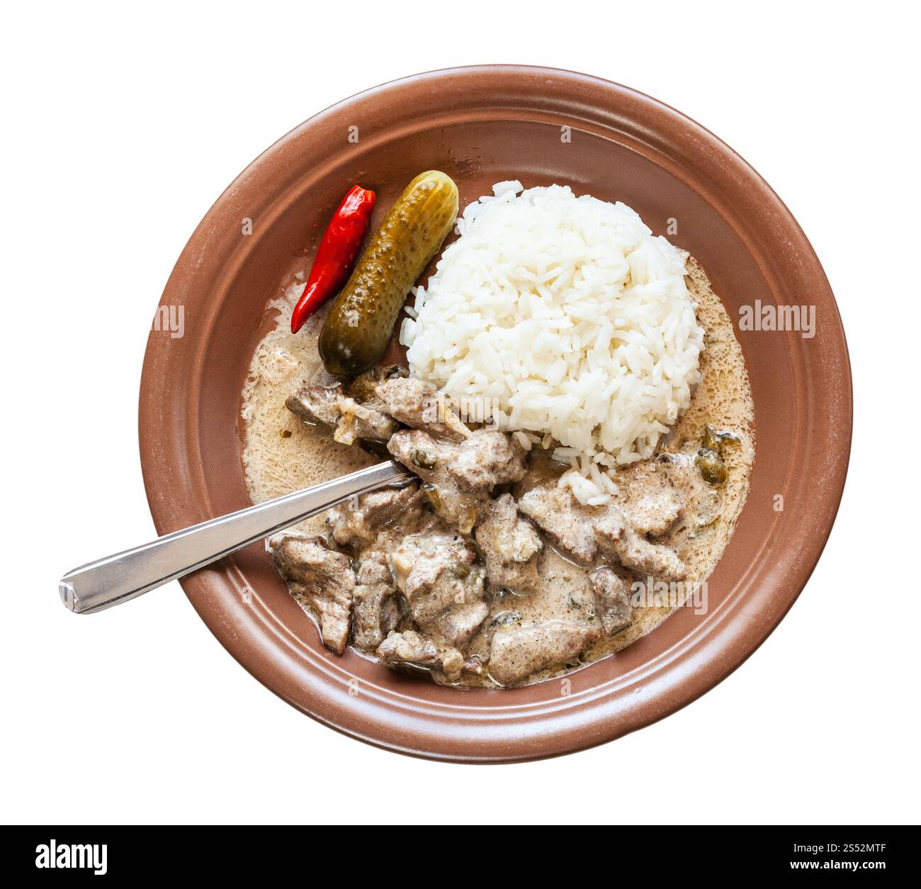 Russian cuisine dish fork in beef stroganoff beef stroganov hi-res ...
