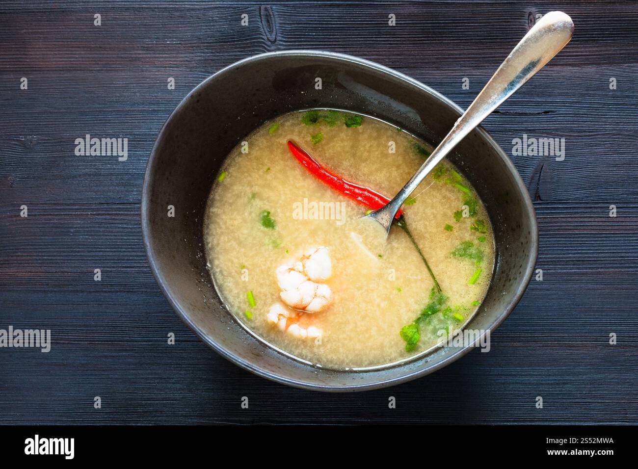 Thai cuisine dish - top view Tom Kha Thale (Tom kha kai, Tom Kha Gai ...