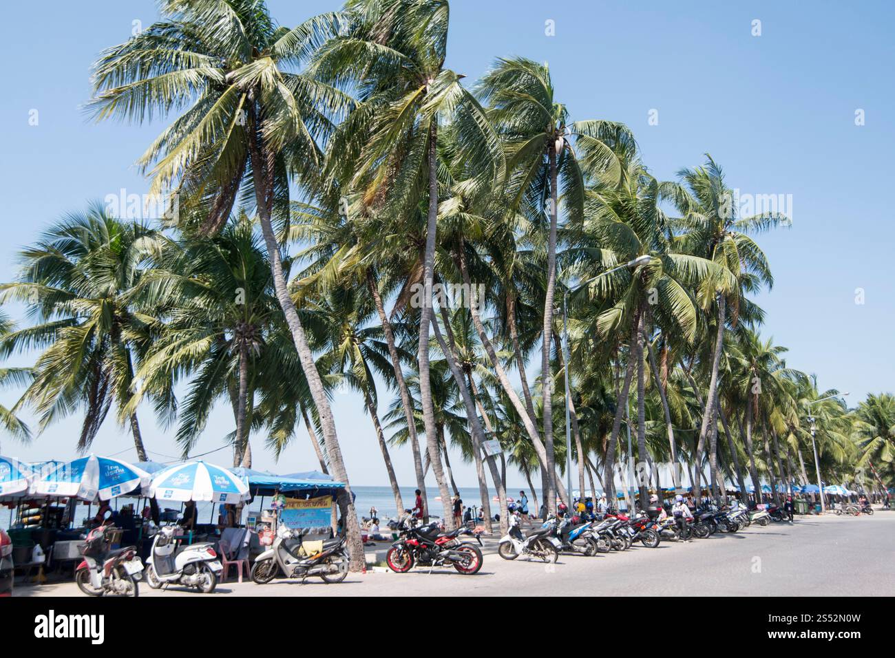 the Bang Saen Beach at the Town of Bangsaen in the Provinz Chonburi in ...