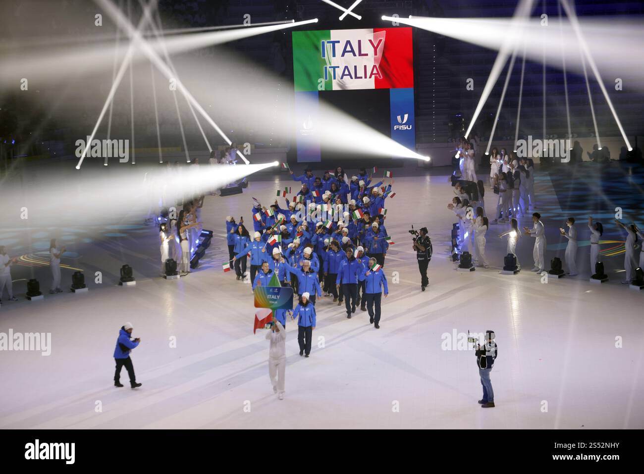 Turin, Italy. 13th Jan, 2025. Team ITALY during the opening ceremony of ...