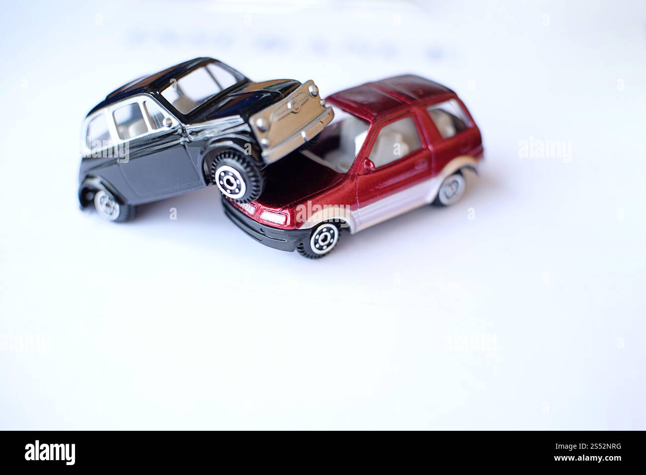 Toy cars crash accident. Simulation red and blue car Stock Photo - Alamy