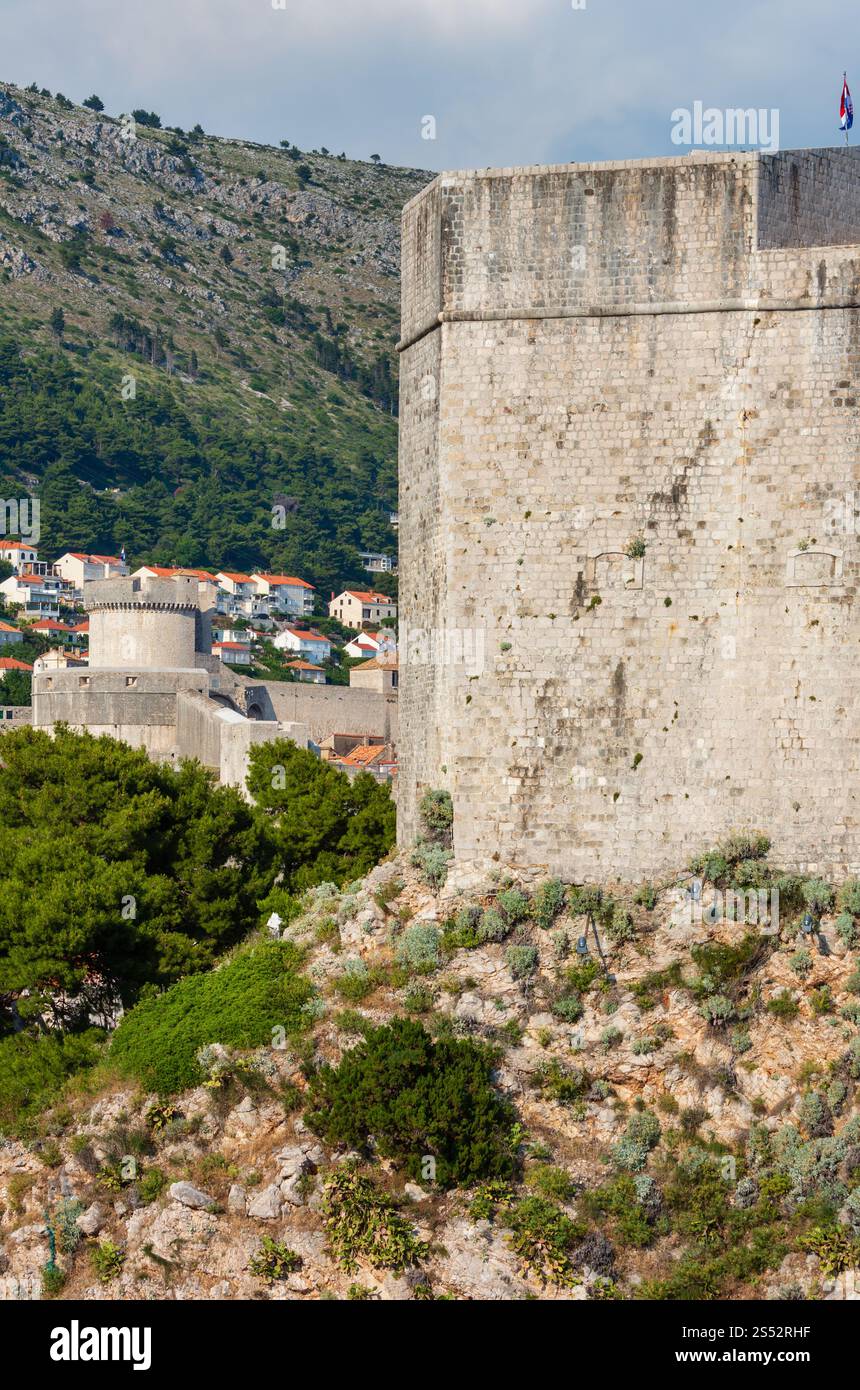 Famous Old Town Of Dubrovnik In Croatia. Summer view with fortress wall ...