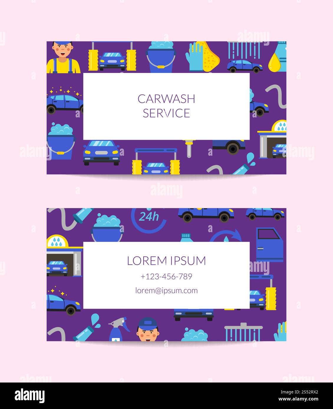 Vector business card template for car washing service isolated on white ...