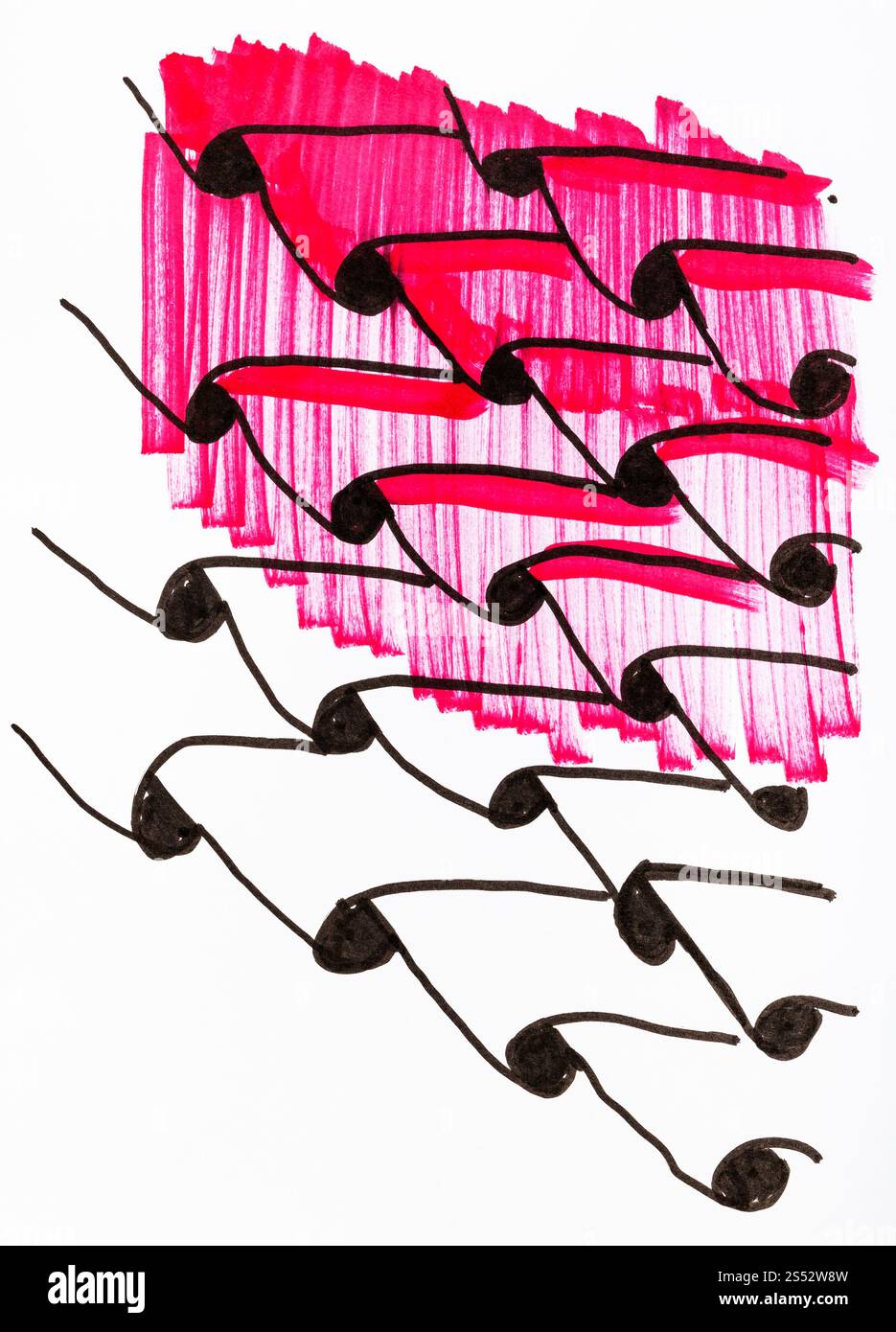 abstract hand drawn pattern on white paper by felt pen - unfinished ...