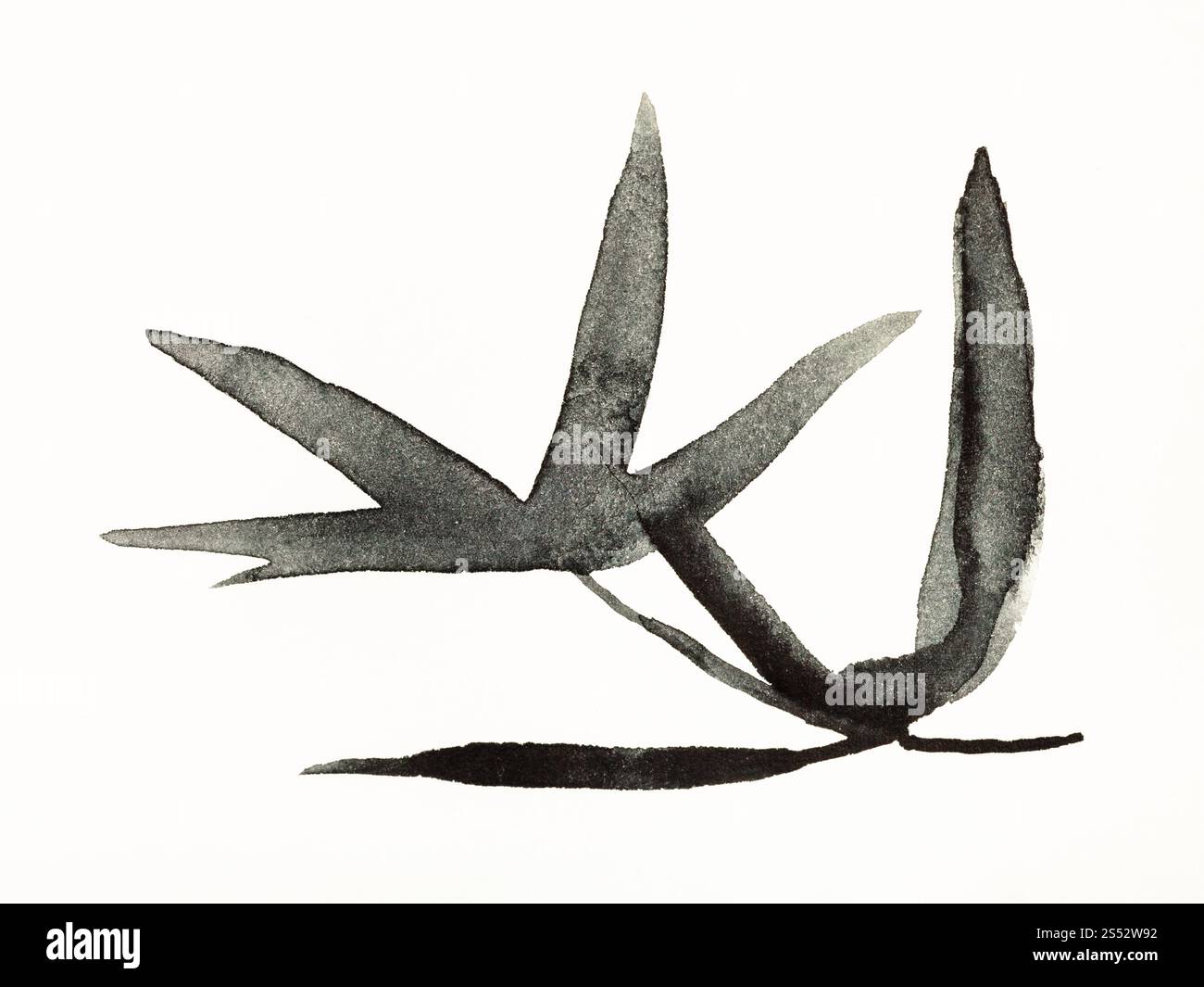 training drawing in sumi-e (suibokuga) style with watercolor paints ...