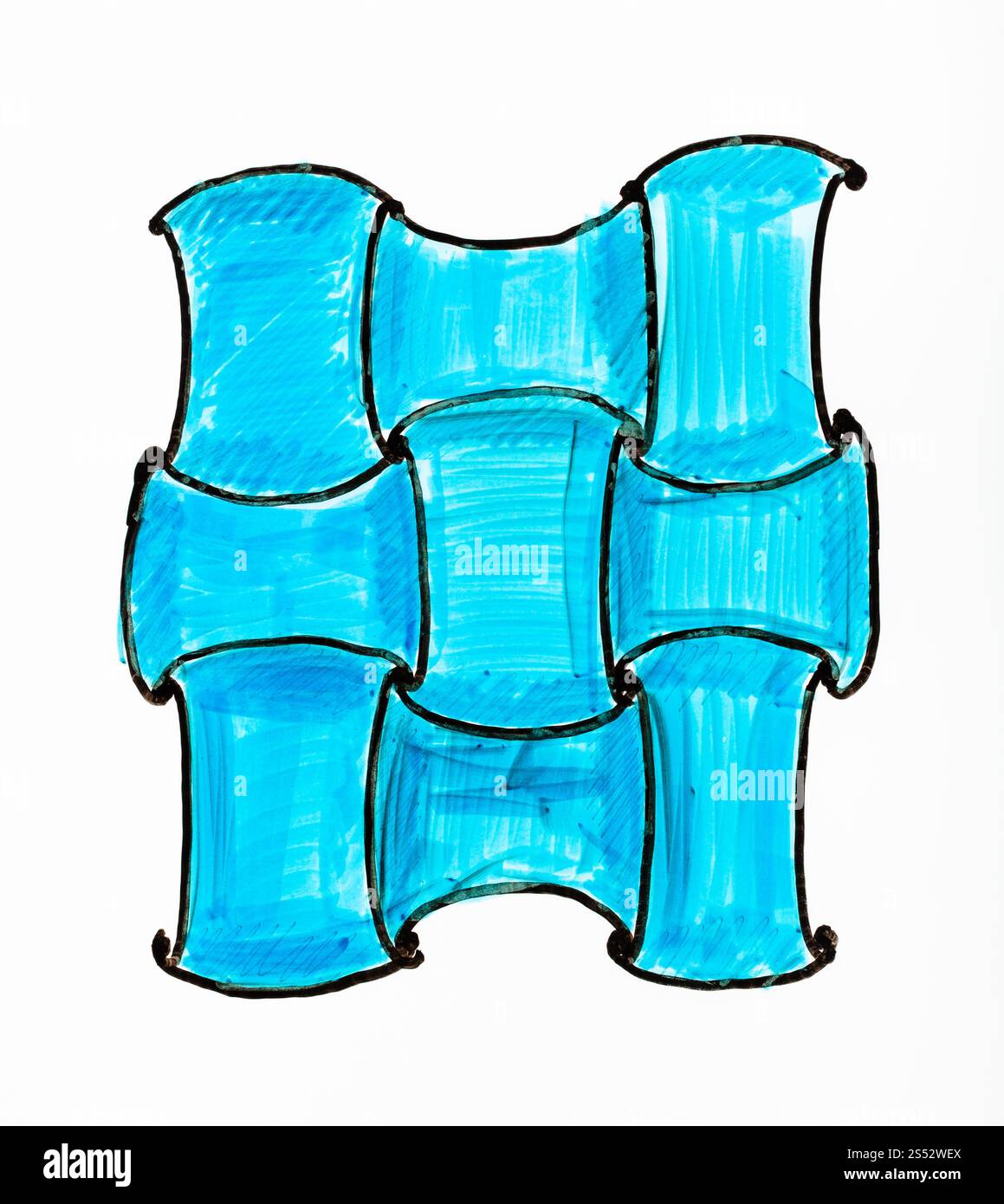 abstract hand drawn pattern on white paper by felt pen - detail of ...