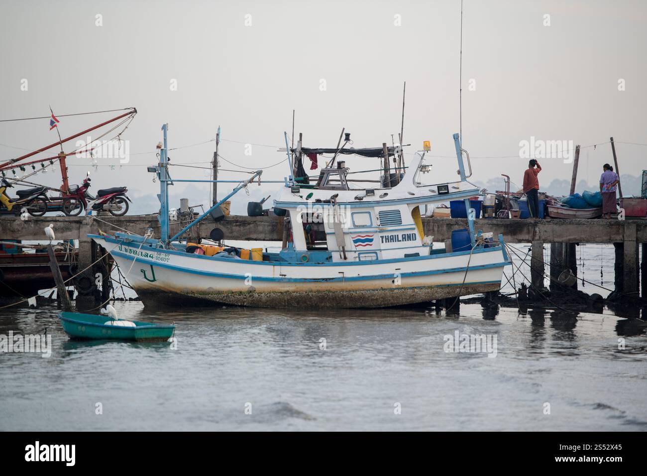 the pier at the Fishing village at the seafood and fish market in ...