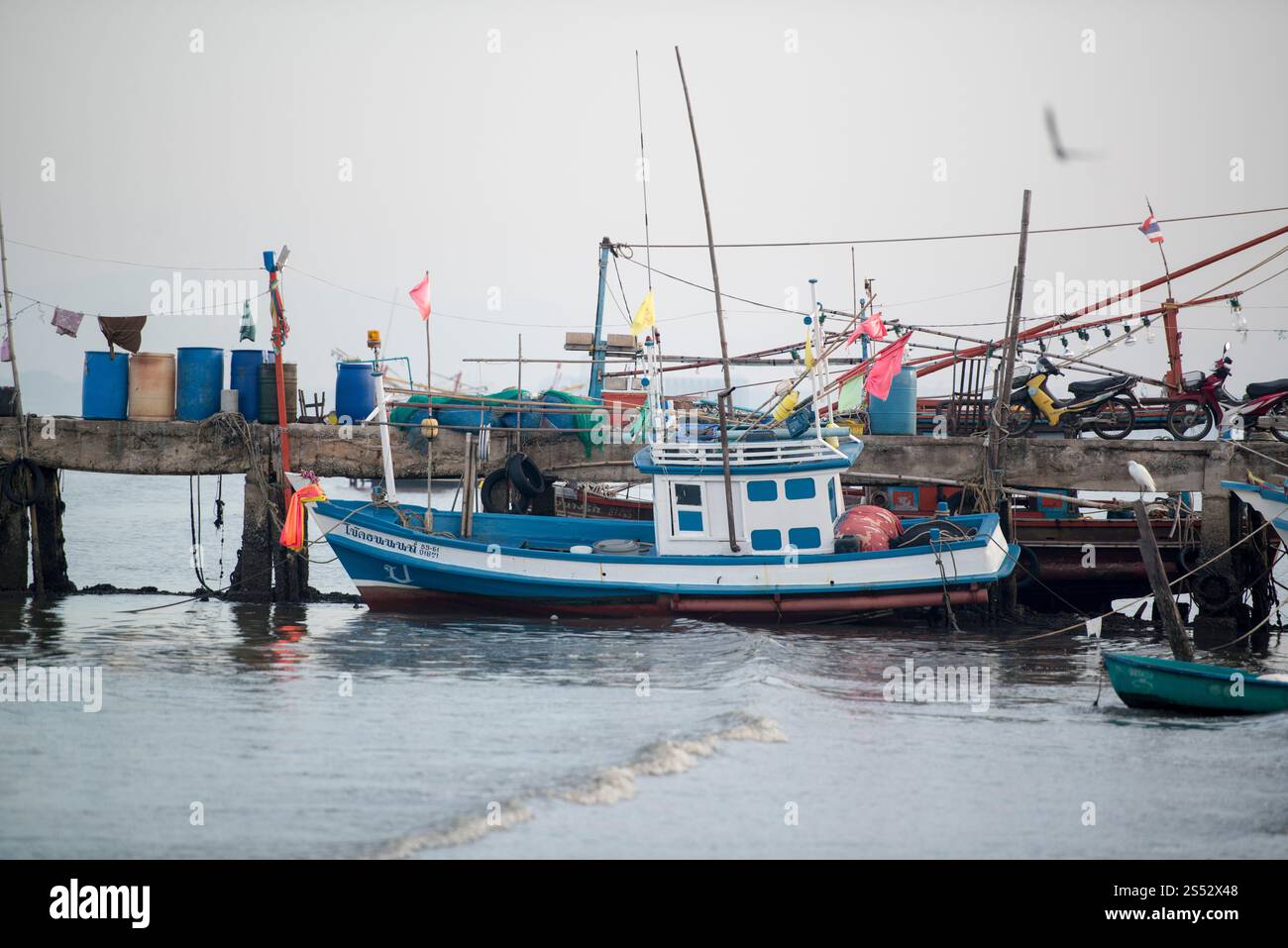 the pier at the Fishing village at the seafood and fish market in ...