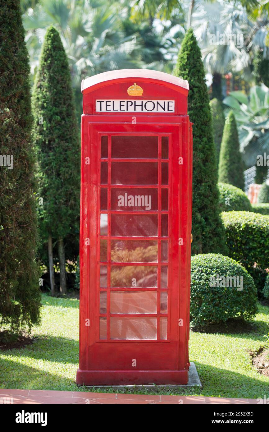 a british telephone cabin at the nong nooch tropical garden near the ...