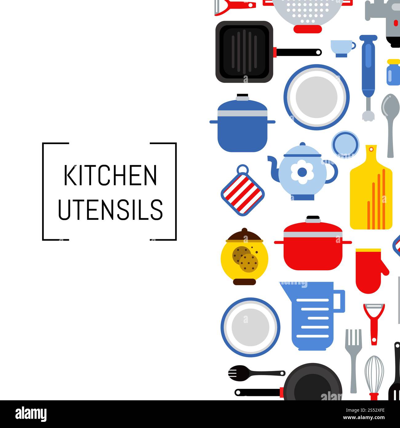 Banner or poster vector flat style kitchen utensils background ...