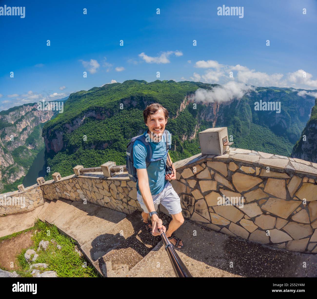 Male tourist exploring Sumidero Canyon National Park, Mexico ...