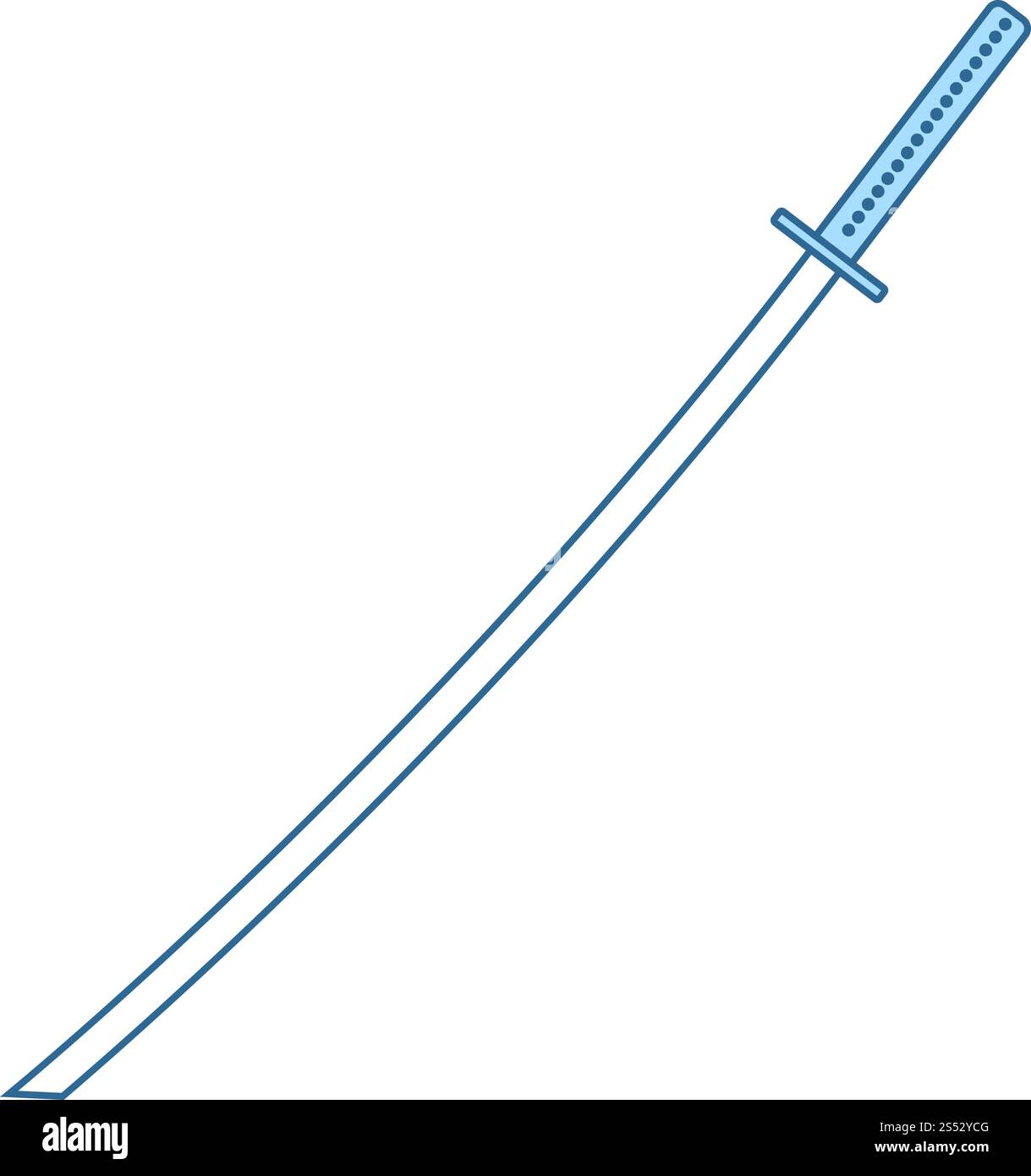 Japanese Sword Icon. Thin Line With Blue Fill Design. Vector ...