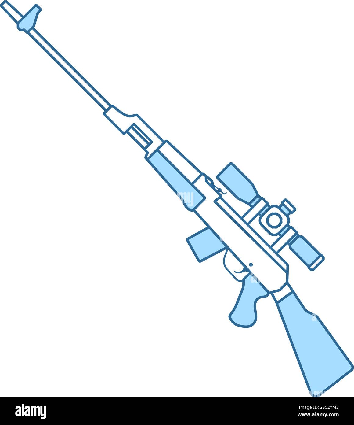 Sniper Rifle Icon. Thin Line With Blue Fill Design. Vector Illustration ...