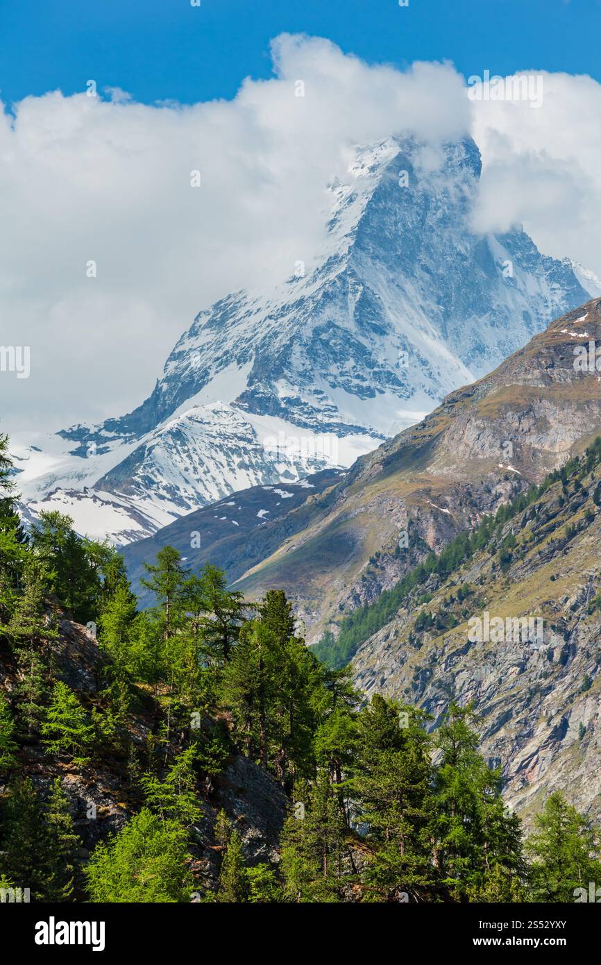 Summer Matterhorn mountain view (Alps, Switzerland, Zermatt outskirts ...