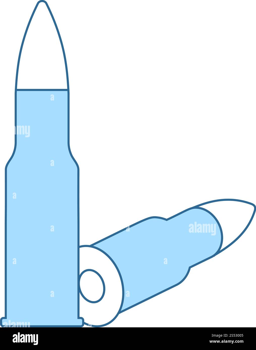 Rifle Ammo Icon. Thin Line With Blue Fill Design. Vector Illustration ...