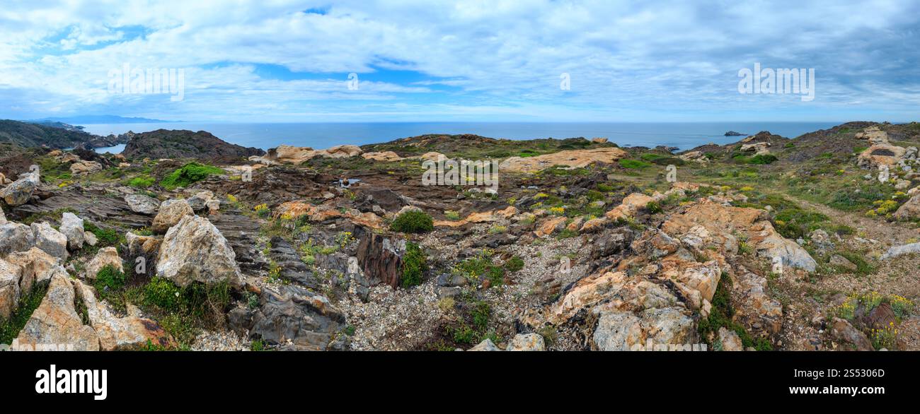 Mediterranean rocky coast summer view from Creus cape (Cap de Creus ...